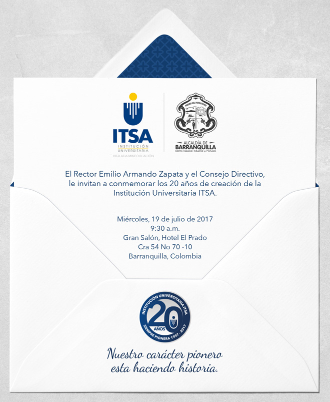 INVITACIÓN EVENTO DE CONMEMORACIÓN 20 AÑOS ITSA – REDTTU